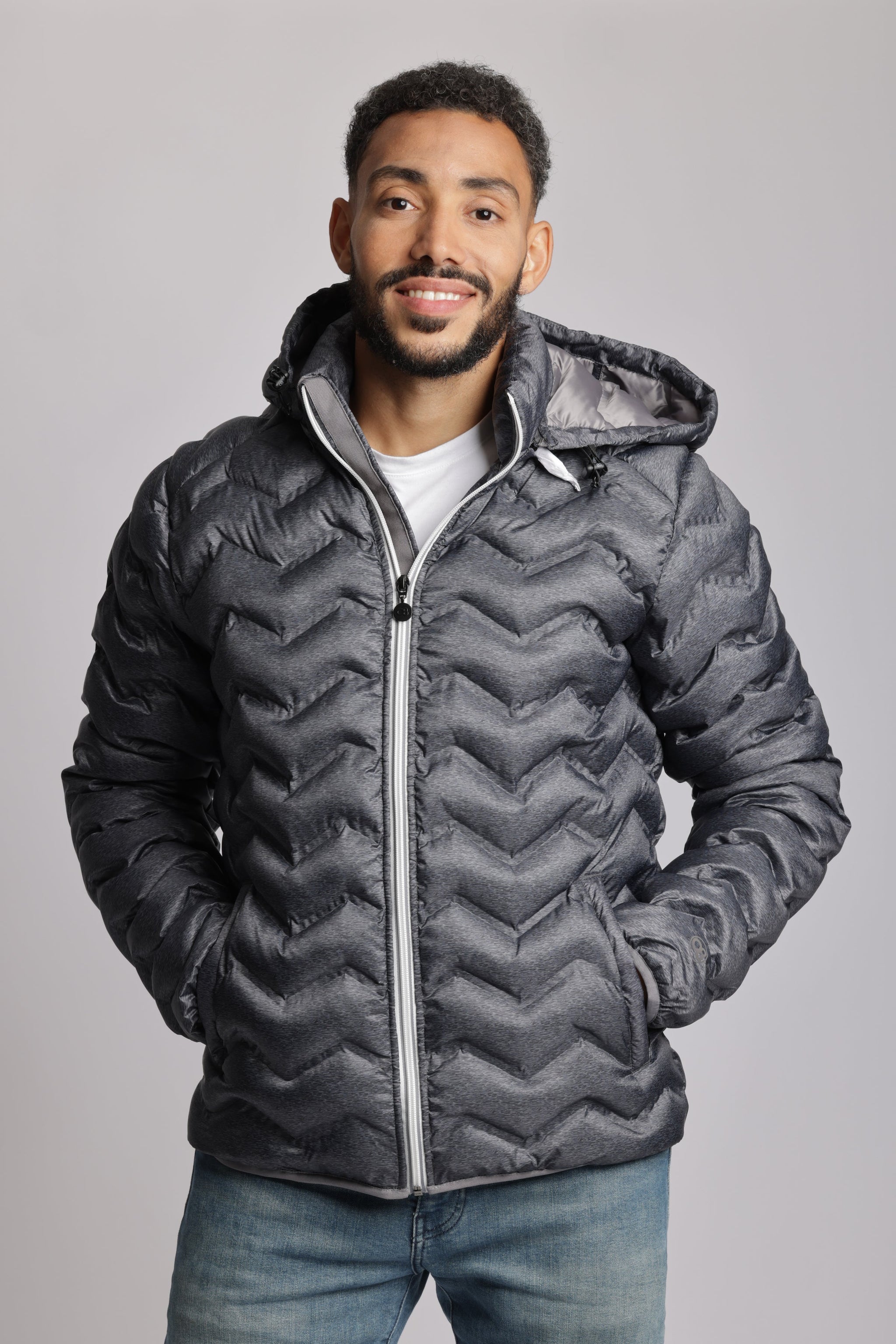 Men's dark grey packable puffer jacket | rain jacket | O8Lifestyle