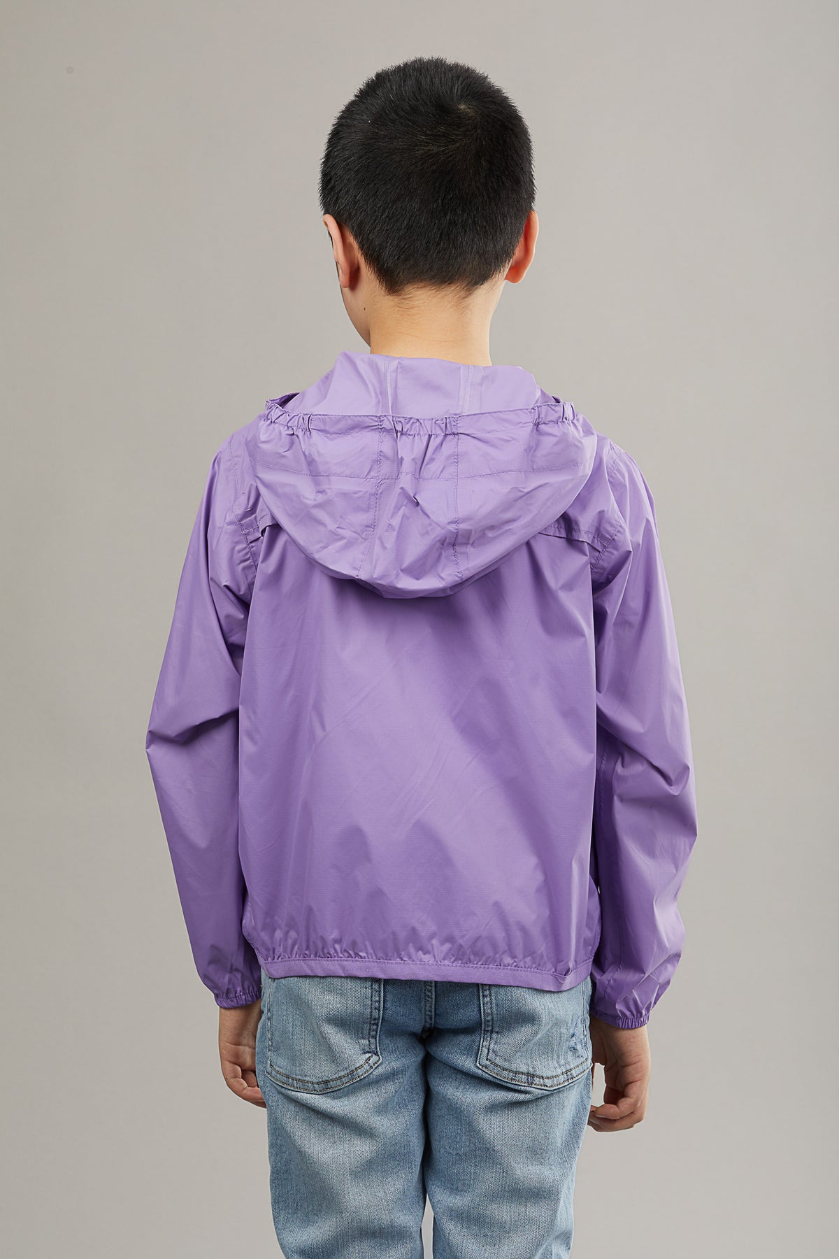 Kids' Light Purple Full-Zip Packable Rain Jacket | O8 Lifestyle